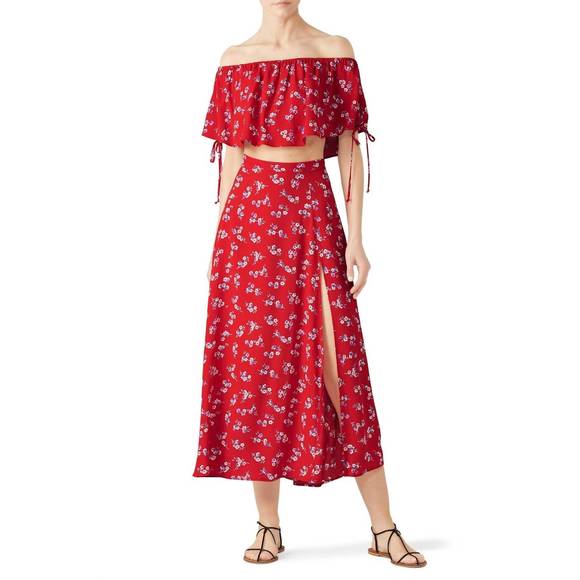Flynn Skye | Tops | Flynn Skye Stark Crop Top In Red | Poshmark